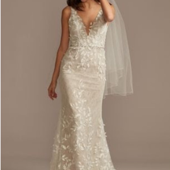 Melissa Sweet | Dresses | Elegant Ivory Lace Wedding Dress With Leaves ...
